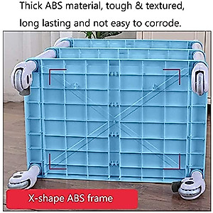 3 Tier Hospital Medical Utility Cart on Wheel, Blue Abs Beauty Salon Equipment Rolling Trolley with Dirt Bucket Drawers, 100-150Kg Load 54×3