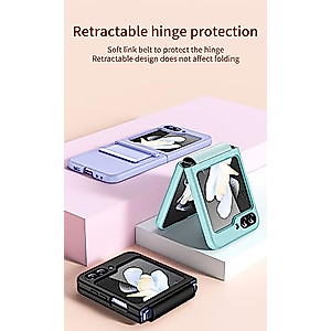 YJZSKRXFAK Case for Samsung Galaxy Z Flip5 5G 2023, Slim Fit Protective Cover with Stretchable Soft Hinge Protection Case for Galaxy Z Flip 5-Light Green