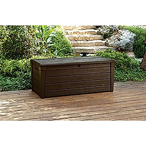 Keter Brightwood 120 Gallon Outdoor Resin Garden Patio Storage Furniture Deck Box