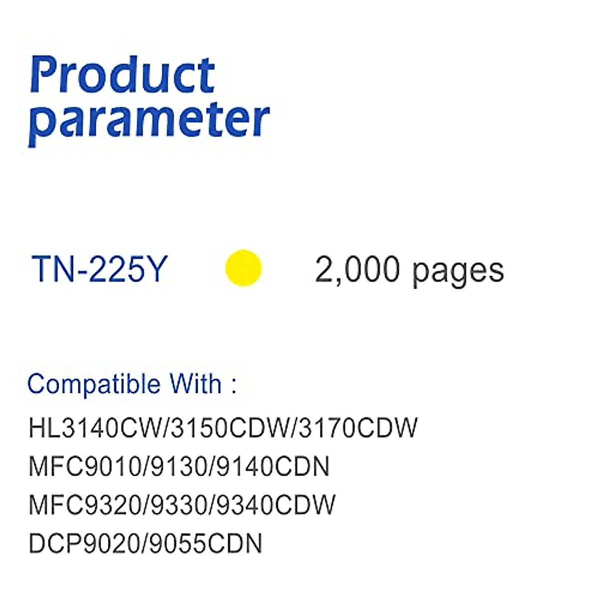 3xYellow High Yield Compatible TN225 TN-225 TN225Y Toner Cartridge for Brother HL-3140CW 3150CDW 3180CDW MFC-9130CW 9340CDW DCP-9022CDW Printer, by EasyPrint