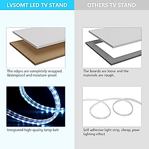 LVSOMT High Gloss Entertainment Center White with 3-Colors Lighting, LED Modern TV Stand for 65+ inch TV, Home Storage Cabinet, Console Media Cabinet for Living Room (Pearl White)