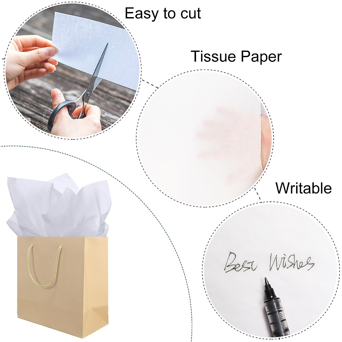 Ltealymy 100 Sheets White Tissue Paper 20"X14" White Tissue Paper for Gift Bags White Tissue Paper Bulk for Baby Showers Weddings Birthday Crafts Decoration