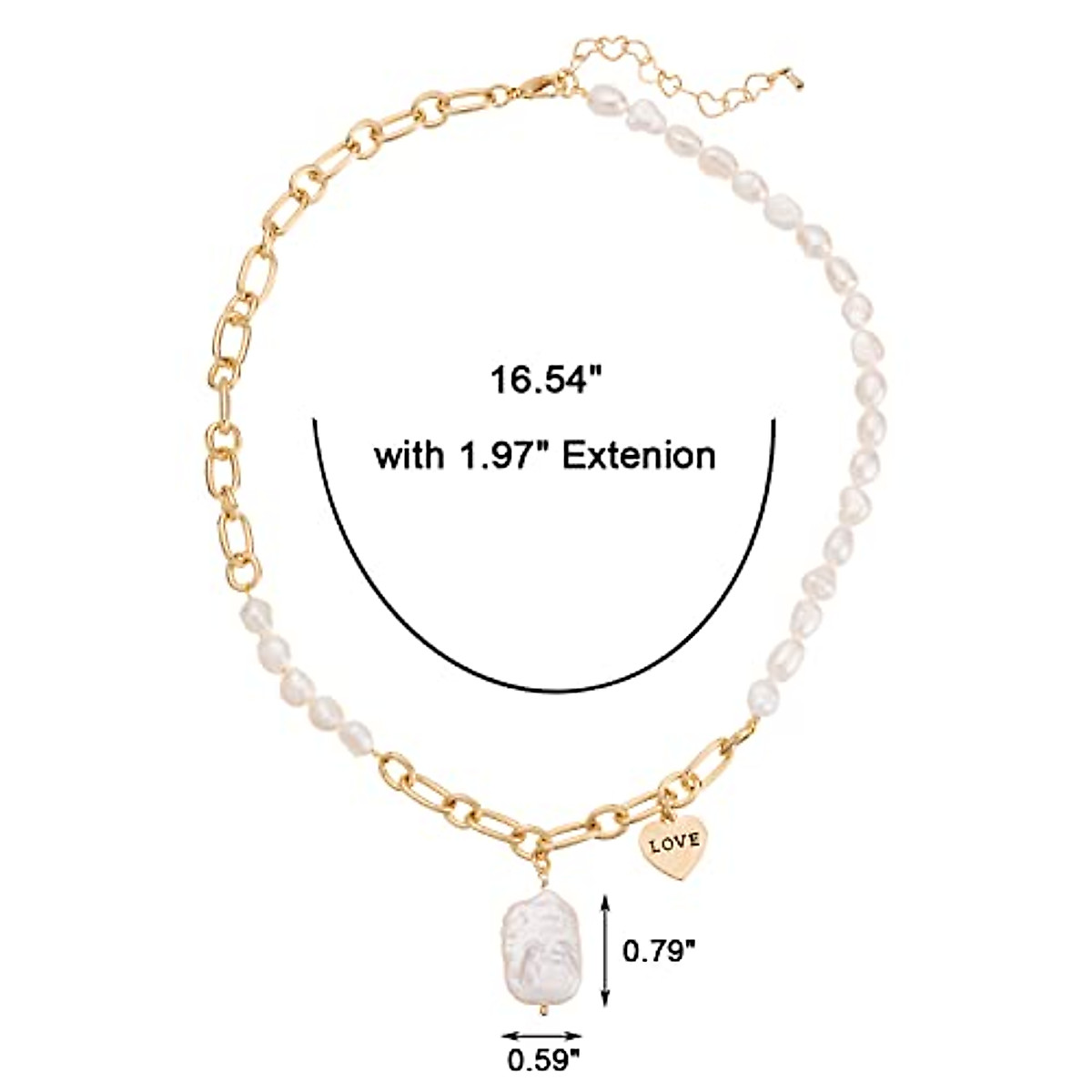 Itcoery Women’s Baroque Pearls Pendant Necklace Chunky Irregular Pearl Necklace