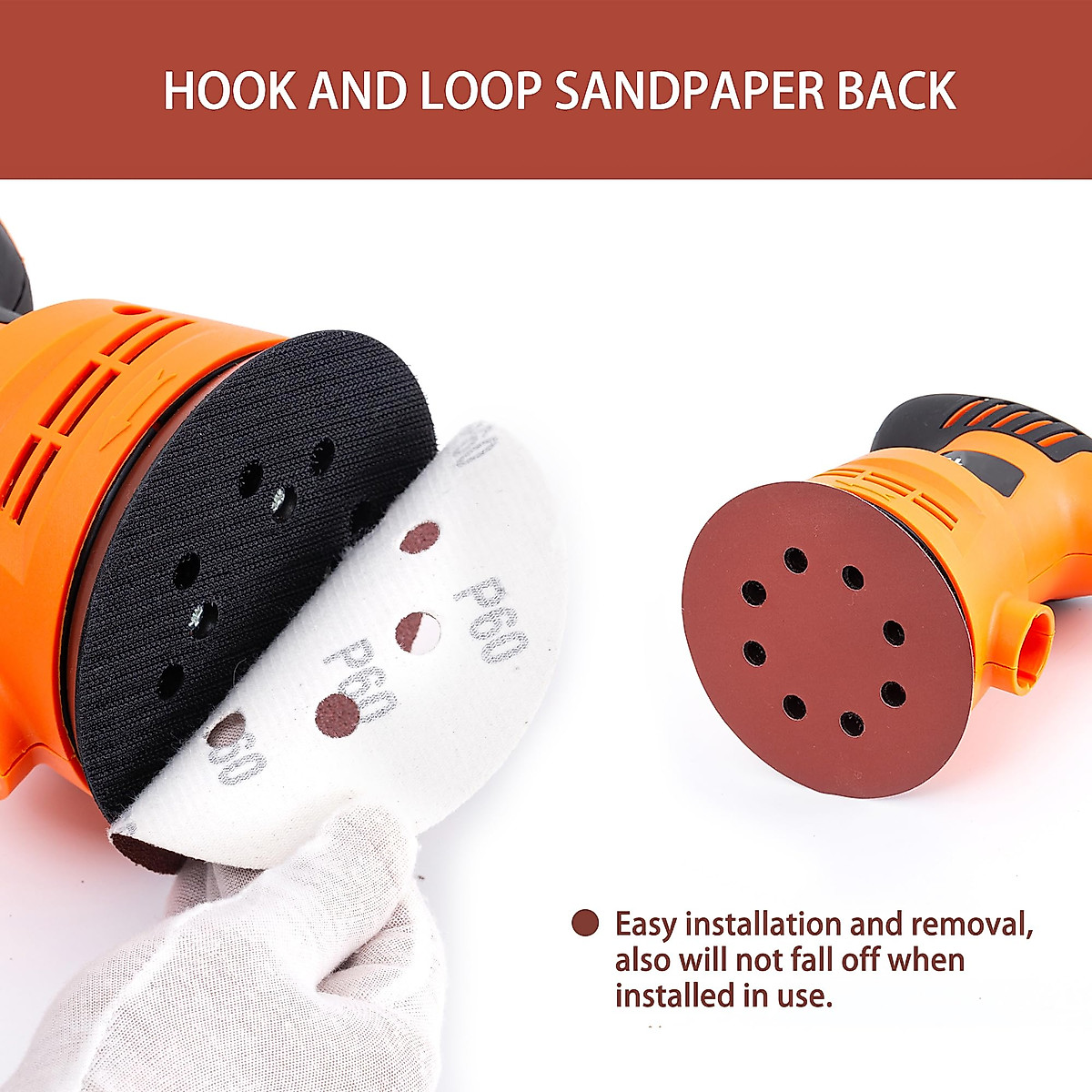 YEHBS 150pcs Sanding Discs Set, 5-Inch 8-Hole Sandpaper, Including 60,80,100,120,150,180,240,320,400,600 Grit for Woodworking or Automotive