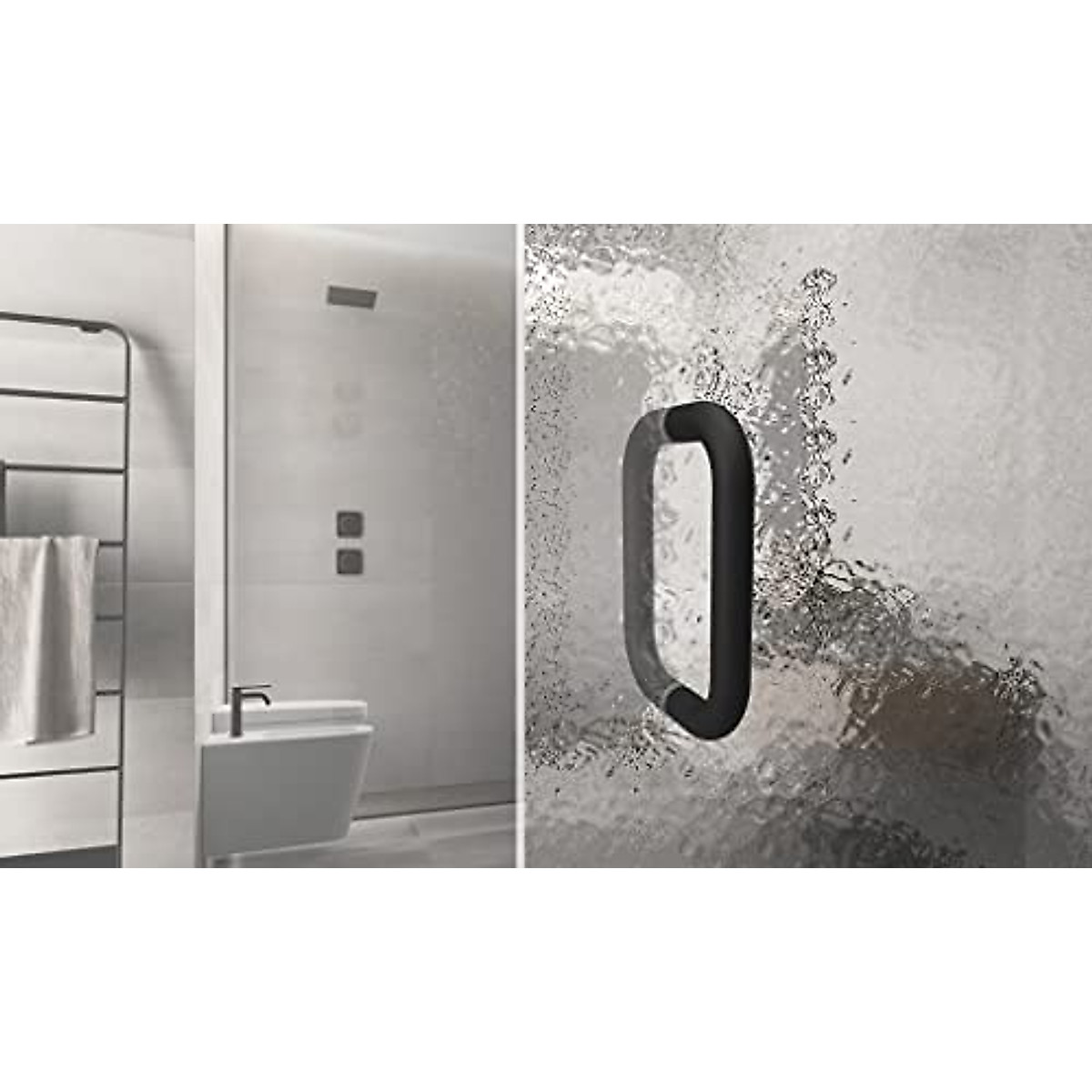 CKB 6" Shower Door Pull Back to Back Handle Compatible with 1/4" to 1/2" Thickness Glass for Frameless Shower Doors, Matte Black with 304 Stainless Steel