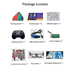 FLYCOLOR Rc Paper Airplane 2.4Ghz 3 Channel Remote Control,DIY RC Aircraft Plane,Ready to Fly with 10 Paper Airplane Templates for Beginners and Hobbyists(Dragon Kit)