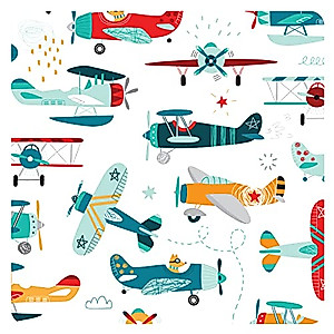 BapronBaby Retro Airplanes Bapron - No Neck Tie Safer Bib for Baby & Toddler - Soft Waterproof Stain Resistant - Machine Washable - Sz Baby/Toddler 6m-3T