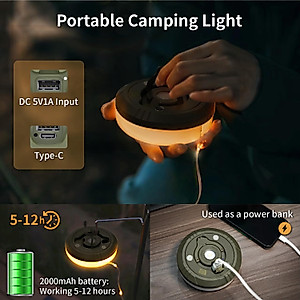 HAMLITE Camping String Lights,2 in 1 Outdoor Waterproof Portable Stowable String Light with 5 Lighting Modes(32.8Ft), USB Camping Lights, Rechargeable String Lights for Camping Yard Hiking,Decoration