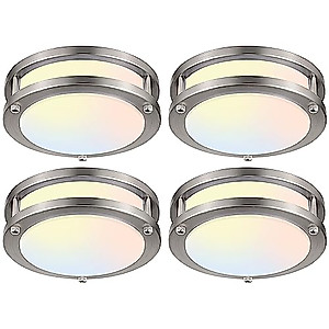 TUUANA 4-Pack LED Ceiling Light Fixtures, 20W 7in Flush Mount Ceiling Lights 2700K/3000K/4000K/5000K/6500K Adjustable, Super Bright Dimmable Ceiling Lamps for Bedroom Bathroom Hallway, Brush Nickel