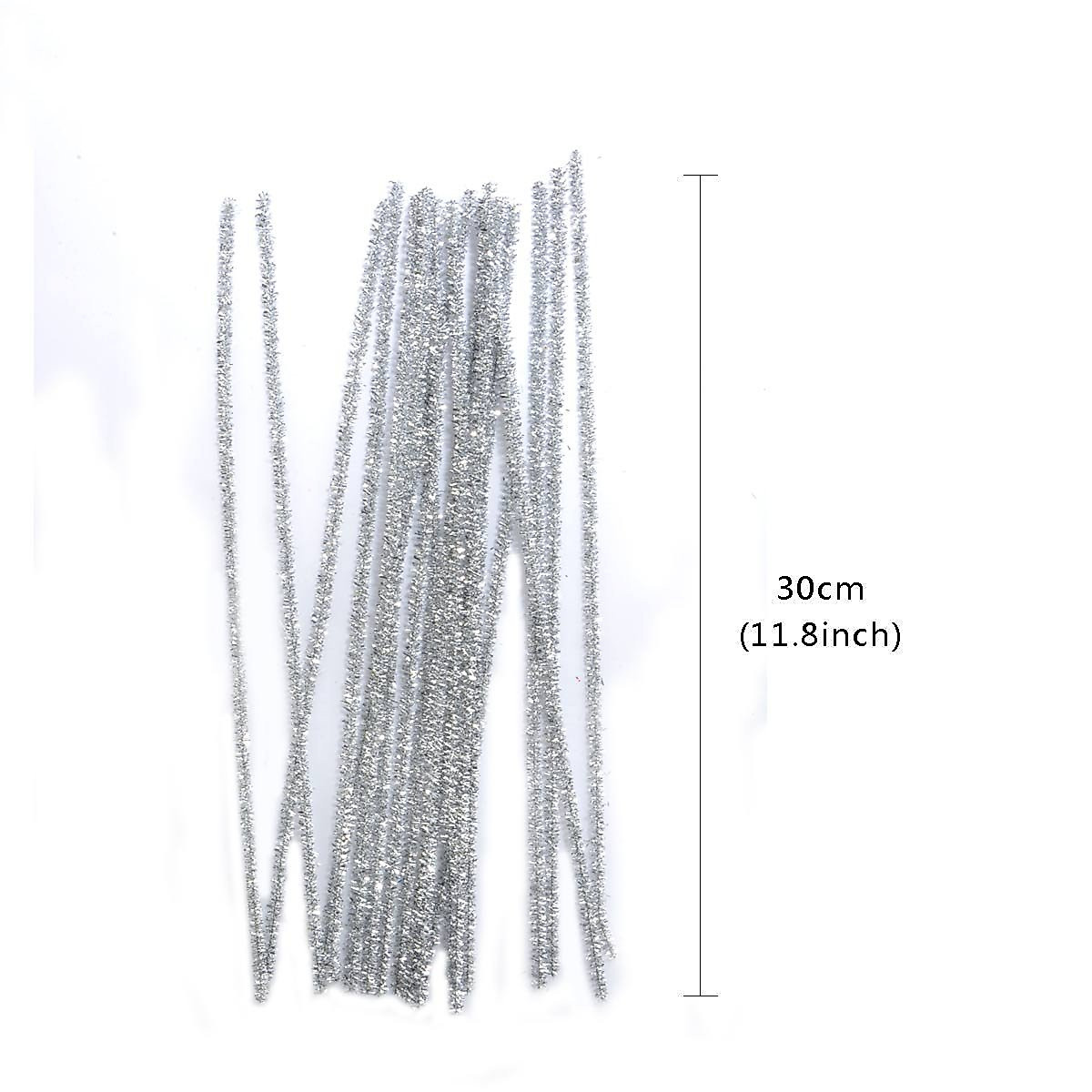 Glitter Pipe Cleaners,Saim 100 PCS 12 Inch Glitter Sparkle Creative Arts Stems Pipe Cleaners for DIY Craft