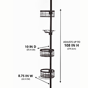 Utopia Alley Rust-Resistant Tension Pole Shower Caddy, 3 Shelves (Oil Rubbed Bronze)
