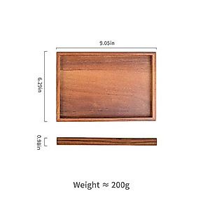Hiermi Wooden Rectangular Serving Tray, 2 Piece Set of Acacia Wood Plate, Tea/Drink Platter, Dinner Serving Tray, Size_12" x 8" x 1”, 9"x 6.2" x 1”