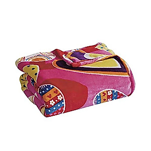 Décor&More Amor Eterno Be Mine Love Collection Heart Ultra Plush Throw Blanket (50" x 60") - Neon Hearts