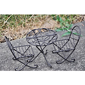 G & F Products MiniGardenn 10021 Fairy Garden Miniature Mini Dollhouse Bistro Set, Rustic