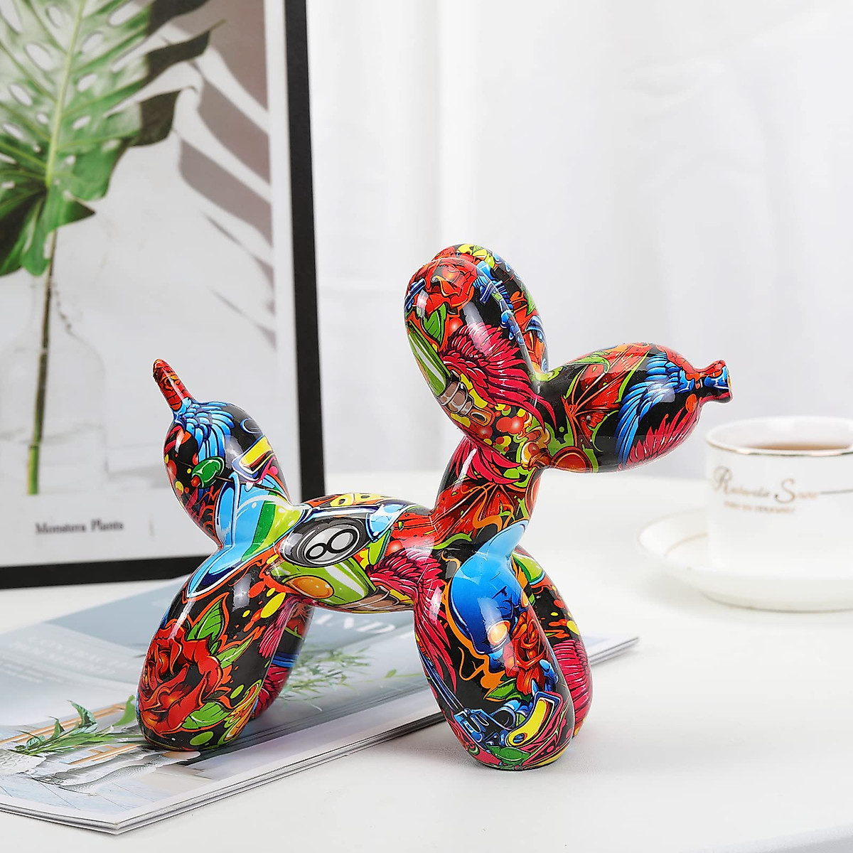 FLJZCZM Balloon Dog Sculptures Animal Statues Home Decor Collectible Figurines Indoor Outdoor Garden Decorative Funny Craft Christmas Birthday for Office (Red)