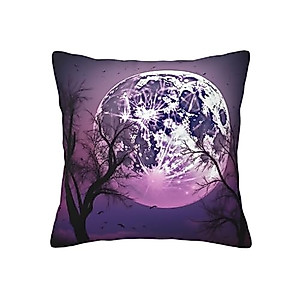 VTCTOASY Purple Moon Night Sky Print Throw Pillow Covers Fashion Throw Pillow Case Soft Couch Pillows Decorative Square Pillow Covers for Sofa Living Room 16"x16"