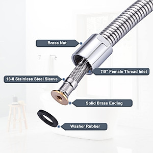 iVIGA 18.5" Commercial Sink Faucet Sprayer Hose, Pre-rinse Sprayer Hose for Commercial Kitchen Sink Faucet, 18.5 Inch Stainless Steel Flexible Hose Replacement Kit for Restaurant Industrial Dishwasher