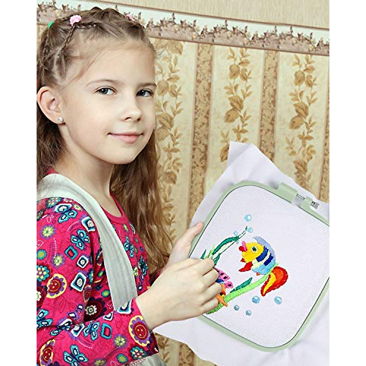 Pllieay 5 Pieces 5 Sizes Square Embroidery Hoops, ABS Plastic Embroidery Hoops for DIY Embroidery Craft