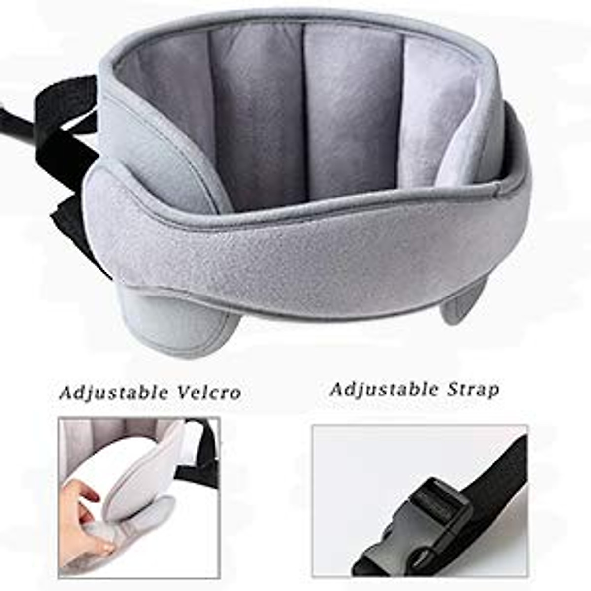 StoHua Child Car Seat Head Support - Baby Safety Car Seat Neck Relief Holder, Adjustable Head Band Strap Headrest, Baby & Kids Travel Accessories (Grey)