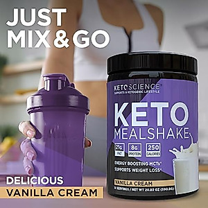Keto Science Ketogenic Meal Shake Vanilla Dietary Supplement, Rich in MCTs and Protein, Packed with Collagen, Vitamins and Minerals, Keto and Paleo Friendly, Weight Loss, (14 servings), 20.49 Oz