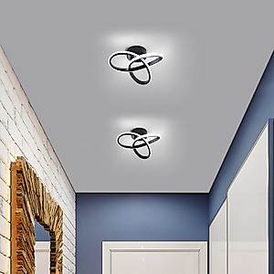 DAXGD Modern LED Ceiling Light 22W Spiral Design Ceiling Lighting Fixtures 6000K Cool White Light Ceiling Lamps for Corridor Aisle Hallway Balcony Bedrooms Kitchen Office (Black)