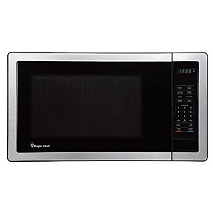 Magic Chef MC110MST Countertop Microwave Oven, Standard Microwave for Kitchen Spaces, 1,000 Watts, 1.1 Cubic Feet, Stainless Steel