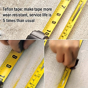 25FT Measuring Tape by ASSIST-Easy Read Double Side Printing with Metric and Inches，2.6m Level Standout Blade,Heavy Duty Shock Absorbent Rubber Case-for Construction，Surveyor