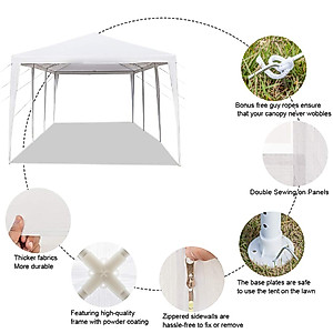 YYAO Outdoor Gazebo Canopy 10 x 30 ft White Waterproof Wedding Canopy Tent with Removable Sidewalls and Windows Heavy Duty Tent for Party Events- 5 Sides