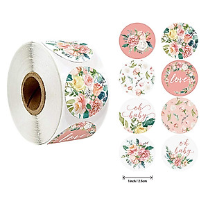 2000pcs Floral Stickers Stickers 1'' 25mm Adhesive Labels Decorative Envelope Seal Stickers for Gifts, Wedding,Birthday, Party,Packaging for Small Business