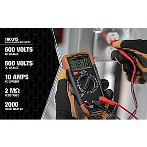 Southwire 10037K Electrical Test Kit with Full-Function Multimeter Non-Contact Voltage Detector and Outlet Tester Includes Test Leads and Batteries,Brown