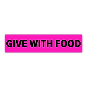 Give with Food Veterinary Labels/Stickers, 500 Labels/Roll, 0.375" x 1.625", Fluorescent Pink - Medicine Labels for Pharmacy, Prescription & Care Instructions, Pharmacy Stickers | LabelValue.com
