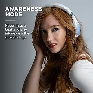 Raycon Everyday Wireless Bluetooth Over Ear Headphones, with Active Noise Cancelling, Awareness Mode and Built in Microphone, IPX 4 Water Resistance, 38 Hours of Battery Life (Frost White)