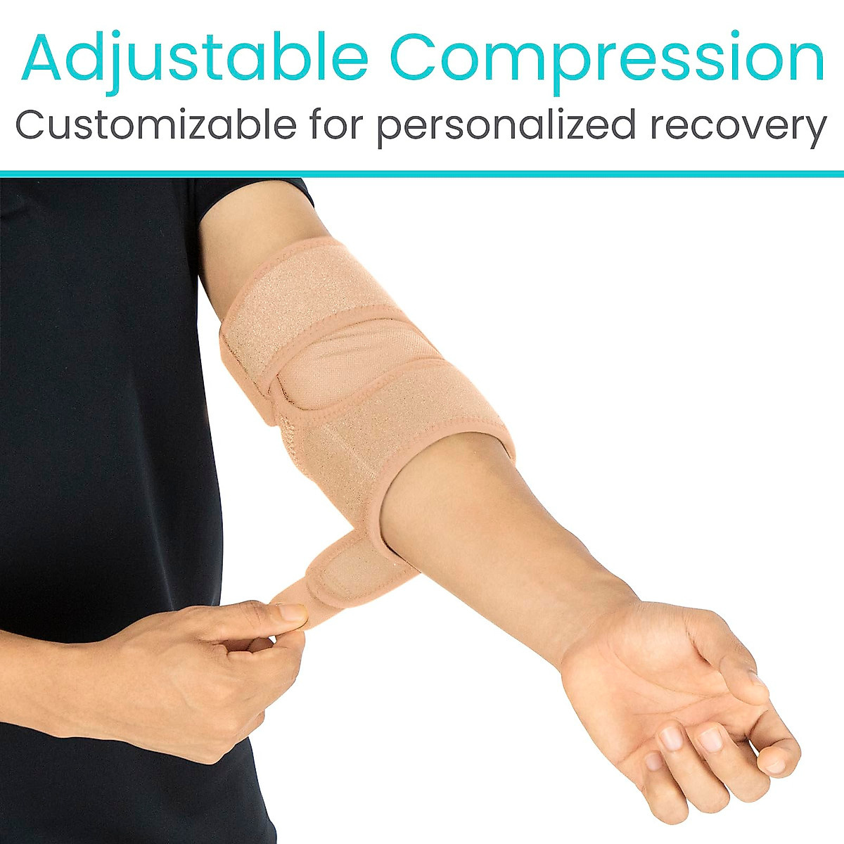 Vive Elbow Brace - Tennis Compression Sleeve - Wrap for Golfers, Bursitis, Left or Right Arm - Tendonitis Support Strap for Golf, Men and Women - Epicondylitis and Sports Recovery (Beige, Standard)