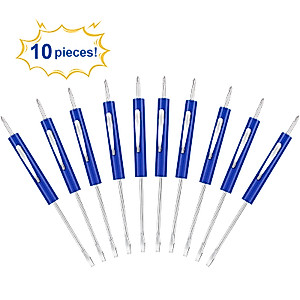 10 Pieces Pocket Screwdriver Set with Clip Double End and Slotted Two-use Screwdriver Set Pocket Mini Pocket Screwdrivers for Mechanics, Electricians, Electronic Technicians, Assemblers (Blue)