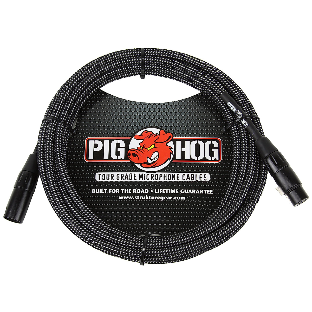 Pig Hog PHM10BKW Black/White Woven High Performance XLR Microphone Cable, 10 Feet