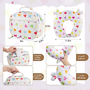 Redbaker 6 Pcs Kids Luggage Set 17 Inch Kids Rolling Luggage Gift for Double Pattern Christmas Kids Suitcase for Girls Boys Kids Suitcase(White,Love Style)