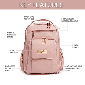 JuJuBe | Be Right Back Baby Diaper Bag Backpack - Travel Backpack for Women - Machine Washable | Blush Chromatics
