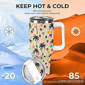 Coconut Trees-tropical Tumbler with Handle Travel Mug Water Bottle Tea Coffee Cup White-style