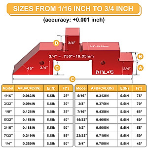 DIYLOG Router Table Setup Bars, 14 pcs Aluminumset Setup Blocks Woodworking, Set Up Blocks for Woodworking, Setup Blocks Gage Blocks for Router Table Saw and Angle Measure Set Up