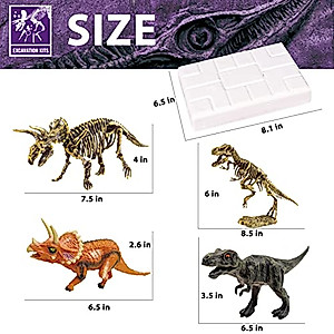 Dinosaur Fossil Dig Kit, Dino Excavation Kits for Kids, Educational Science Kits, Dinosaur Toys for Kids, Dig up 2 3D Skeleton Puzzles and 2 Dinosaur Figures Including T-Rex, Triceratops