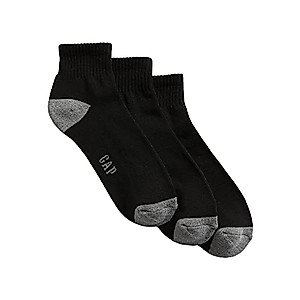 GAP Mens 3-pack Quarter Crew Socks, True Black