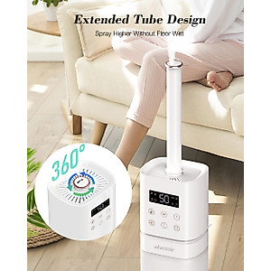 akacozie Humidifier Large Room Home Bedroom, 2.1Gal/8L Top Fill, Cool Mist Humidifiers for Bedroom with Essential Oil Diffuser, 360 Nozzle and Extended Tube for Indoor Plant, Whole House, Baby, Quiet