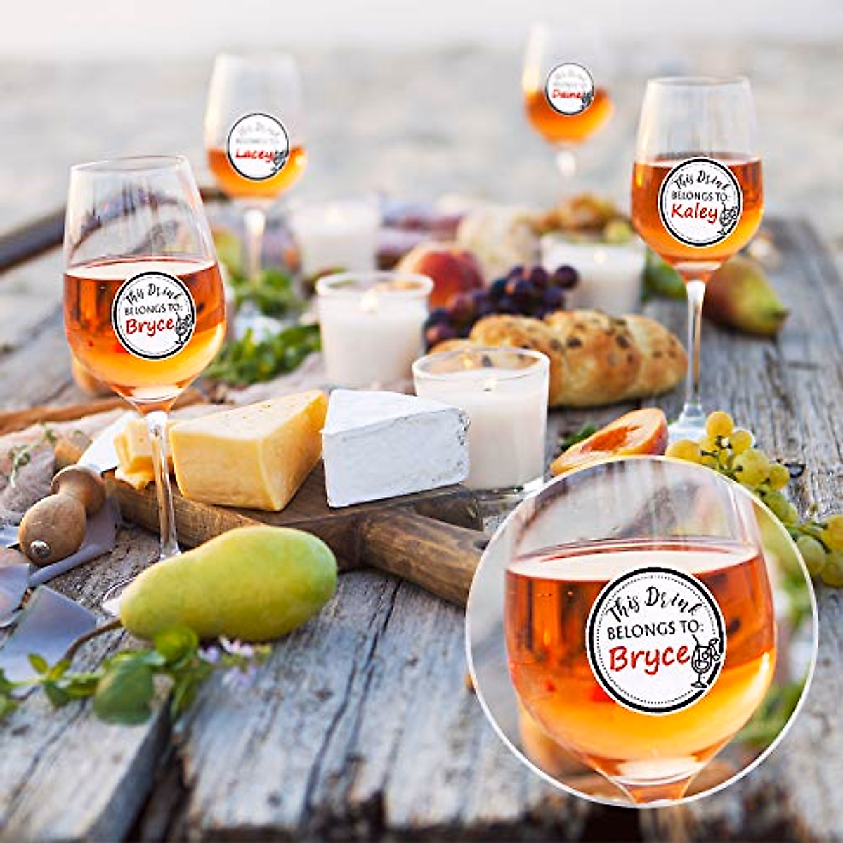 Zonon 600 Pieces Drink Markers Stickers Blank Drink Labels This Drink Belongs to Sticker Cup Marker Sticker Roll for Christmas Party Wedding Drink Supplies, 1.5 Inch