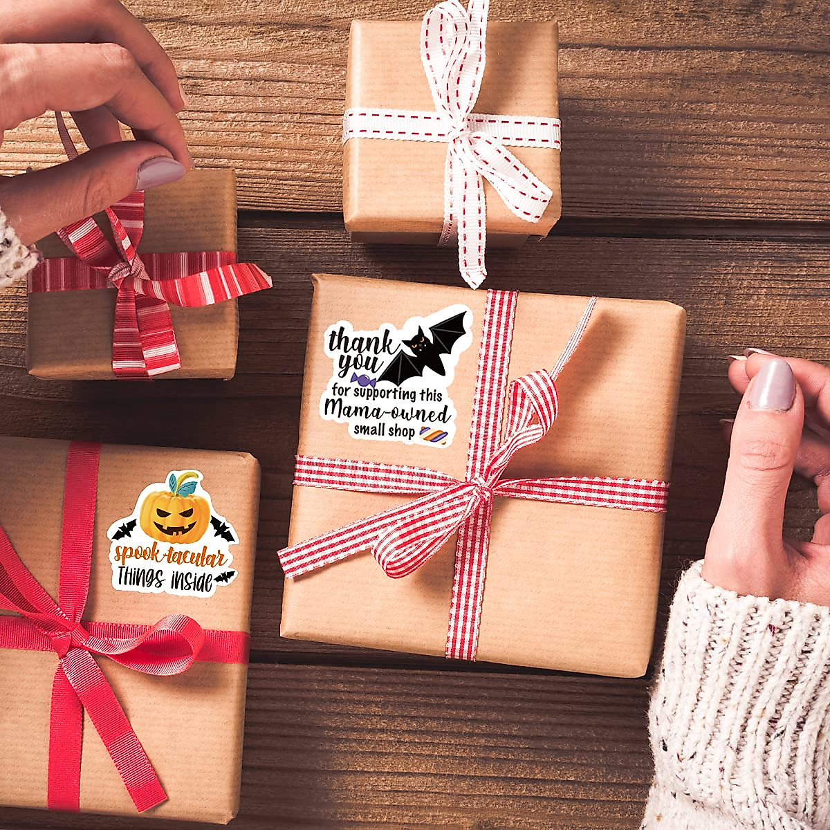 240 PCS Thank You Support Mama Owned Stickers,Funny Small Business Envelopes Stickers for Business Packages/Handmade Goods/Bags,Halloween Theme Small Shop Business Stickers for Envelopes Seals