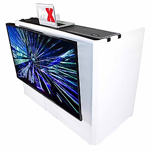 ProX XF-MESAMEDIA MK2 DJ Facade Table Station Includes TV Mount, White & Black Scrims and Carry Bag