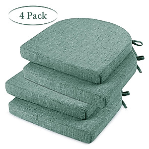 Basic Beyond Chair Cushions for Dining Chairs 4 Pack, Memory Foam Chair Cushion with Ties and Non Slip Backing, 16 x 16 inches Chair Pads for Dining Chairs(Green)