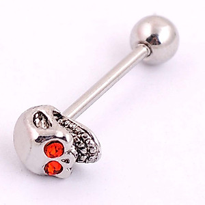 Skeleton Tongue Bar Barbell Piercing Rings Body Retainer Skull Stainless Steel Crystal Jewelry Multi Color 5pcs