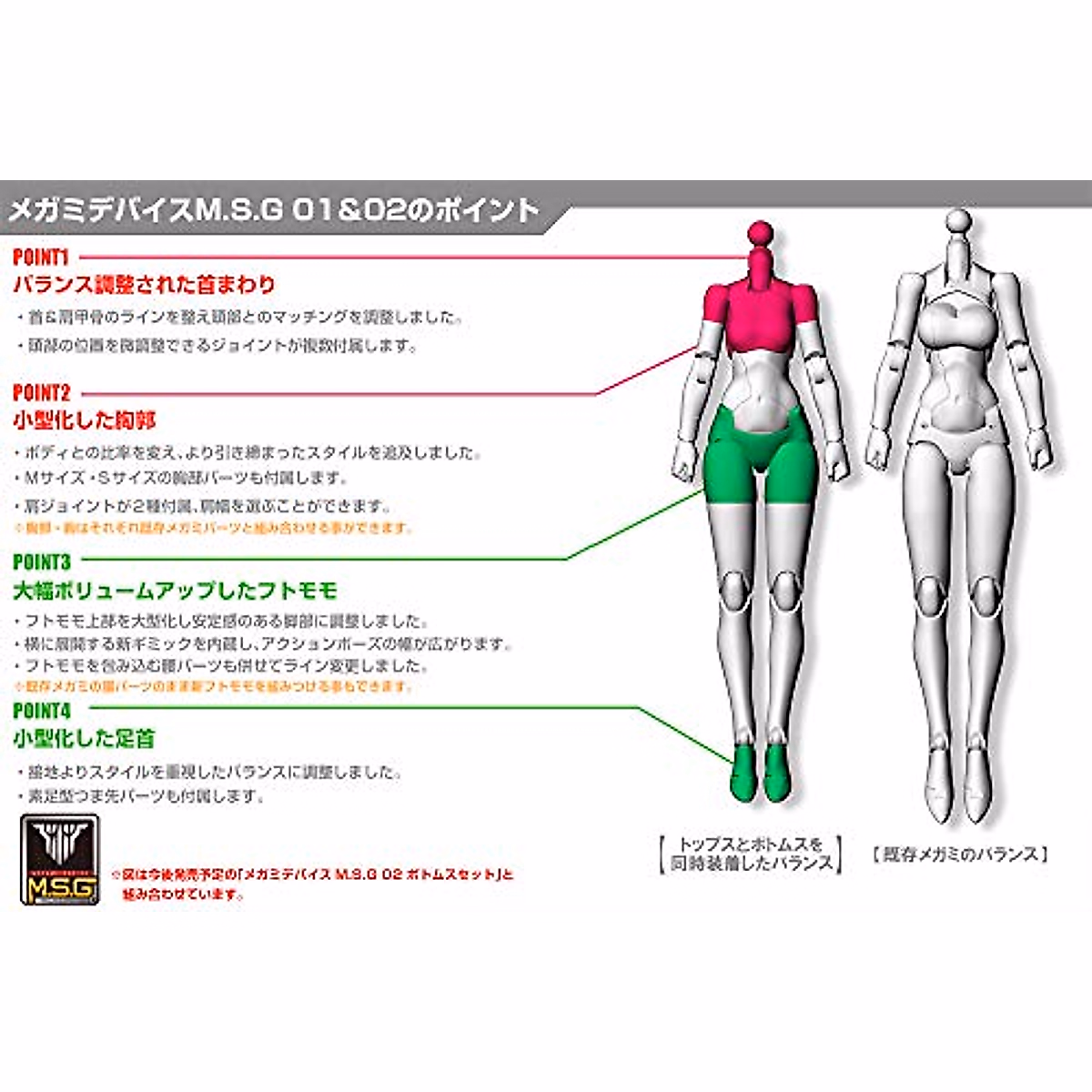 Kotobukiya Megami Device: M.S.G. 01 Tops Set Skin Color C Plastic Model Kit