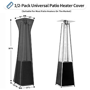 OutdoorLines Waterproof Outdoor Patio Heater Covers with Zipper and Storage Bag, Dust-proof UV-Resistant Windproof Propane Heavy Duty Heater Cover for Standing Heater, 1 Pack-90Hx23Lx23W inch Black