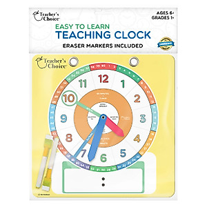 Teacher's Choice Dry Erase Educational Teaching Clock | Large Demonstration Teaching Time Clock with Erasable Writing Surface